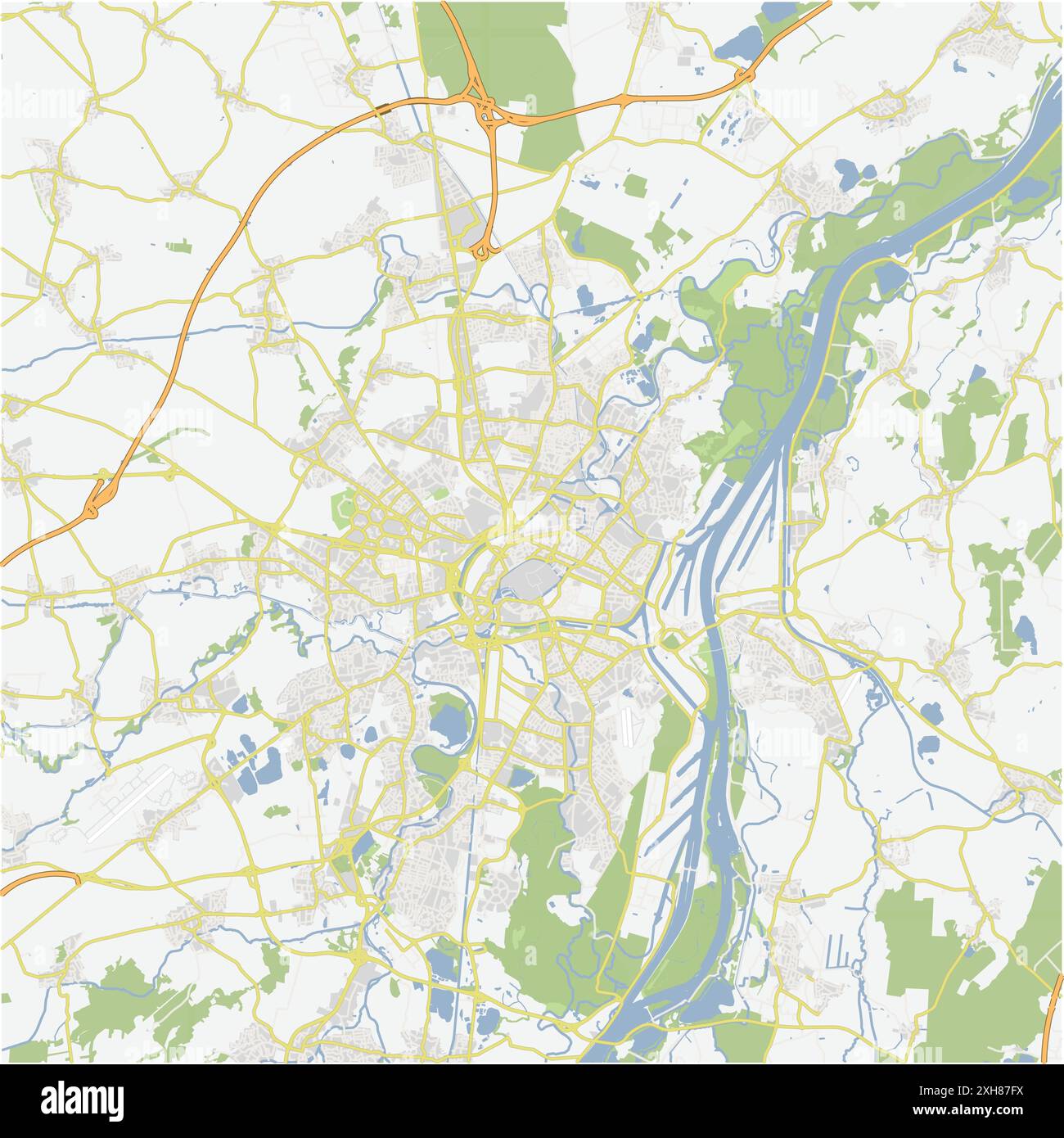 Road map of Strasbourg in France. Contains layered vector with roads water, parks, etc Stock ...