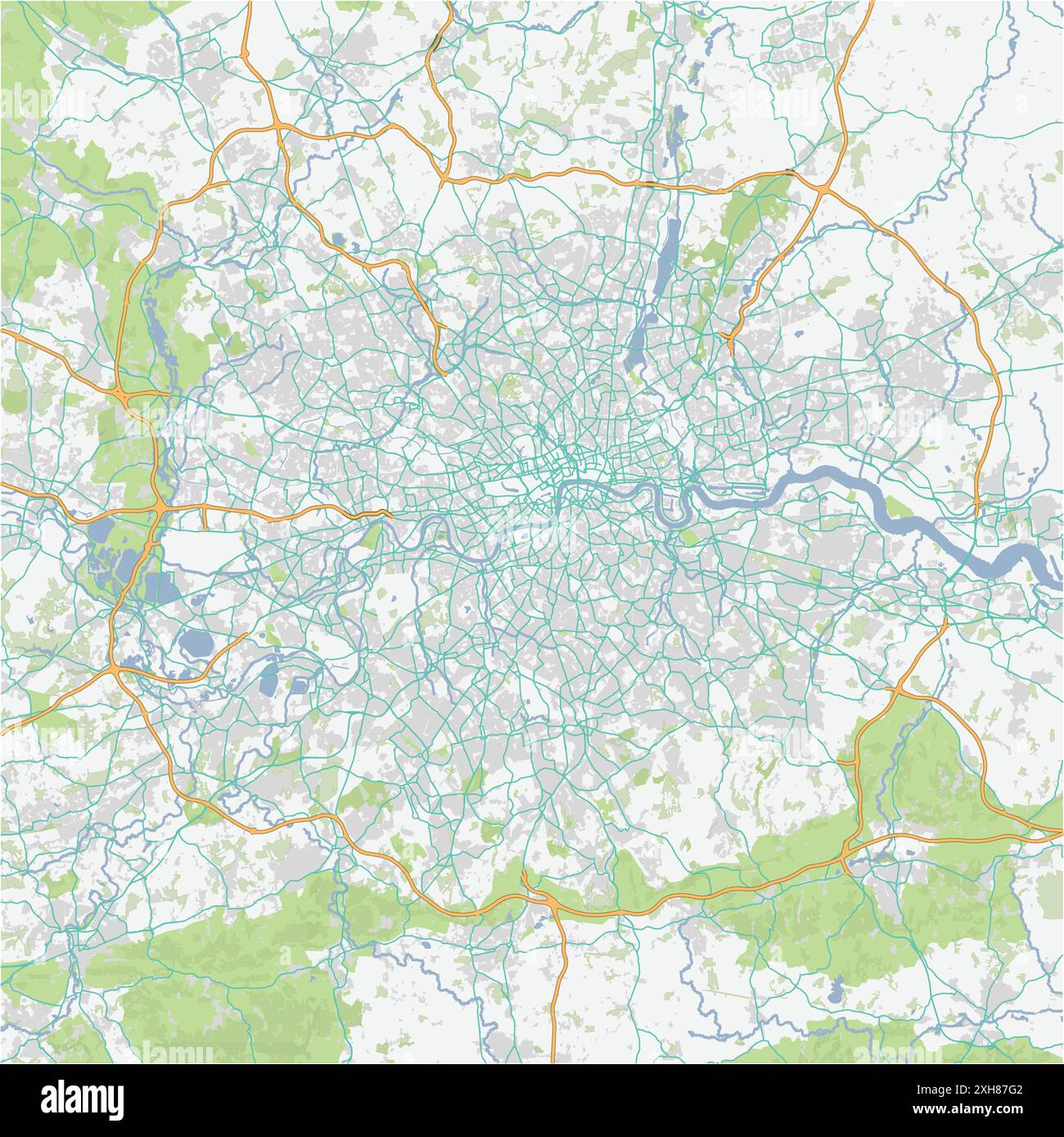 Road map of London in United Kingdom. Contains layered vector with ...