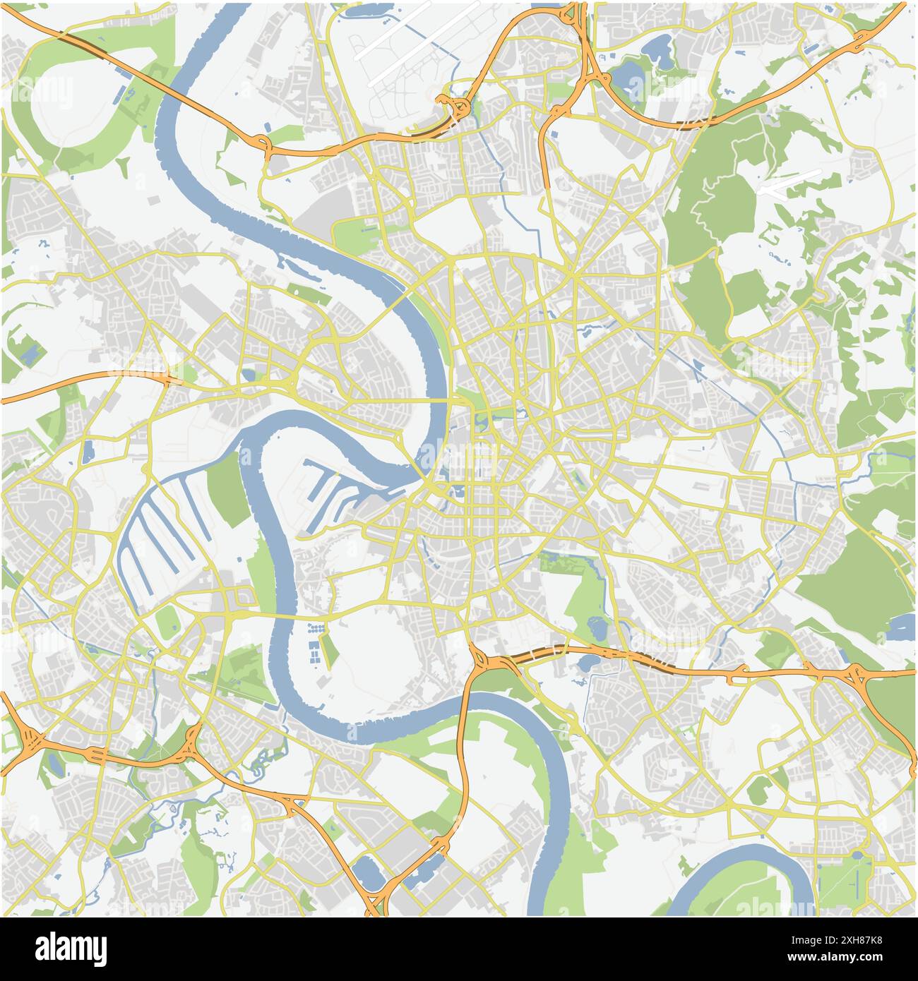 Road map of Dusseldorf in Germany. Contains layered vector with roads water, parks, etc Stock ...