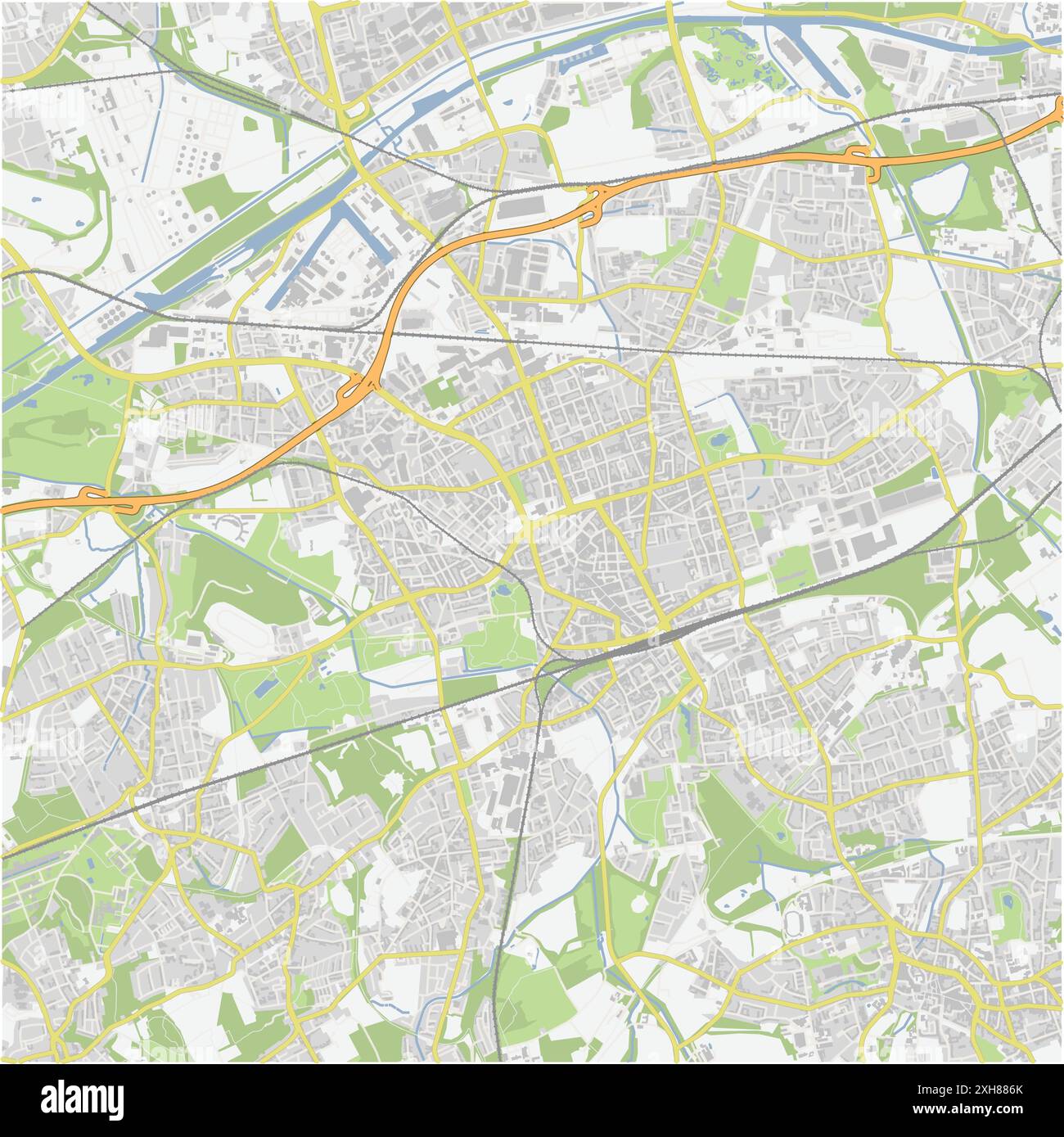 Road map of Gelsenkirchen in Germany. Contains layered vector with roads water, parks, etc Stock ...