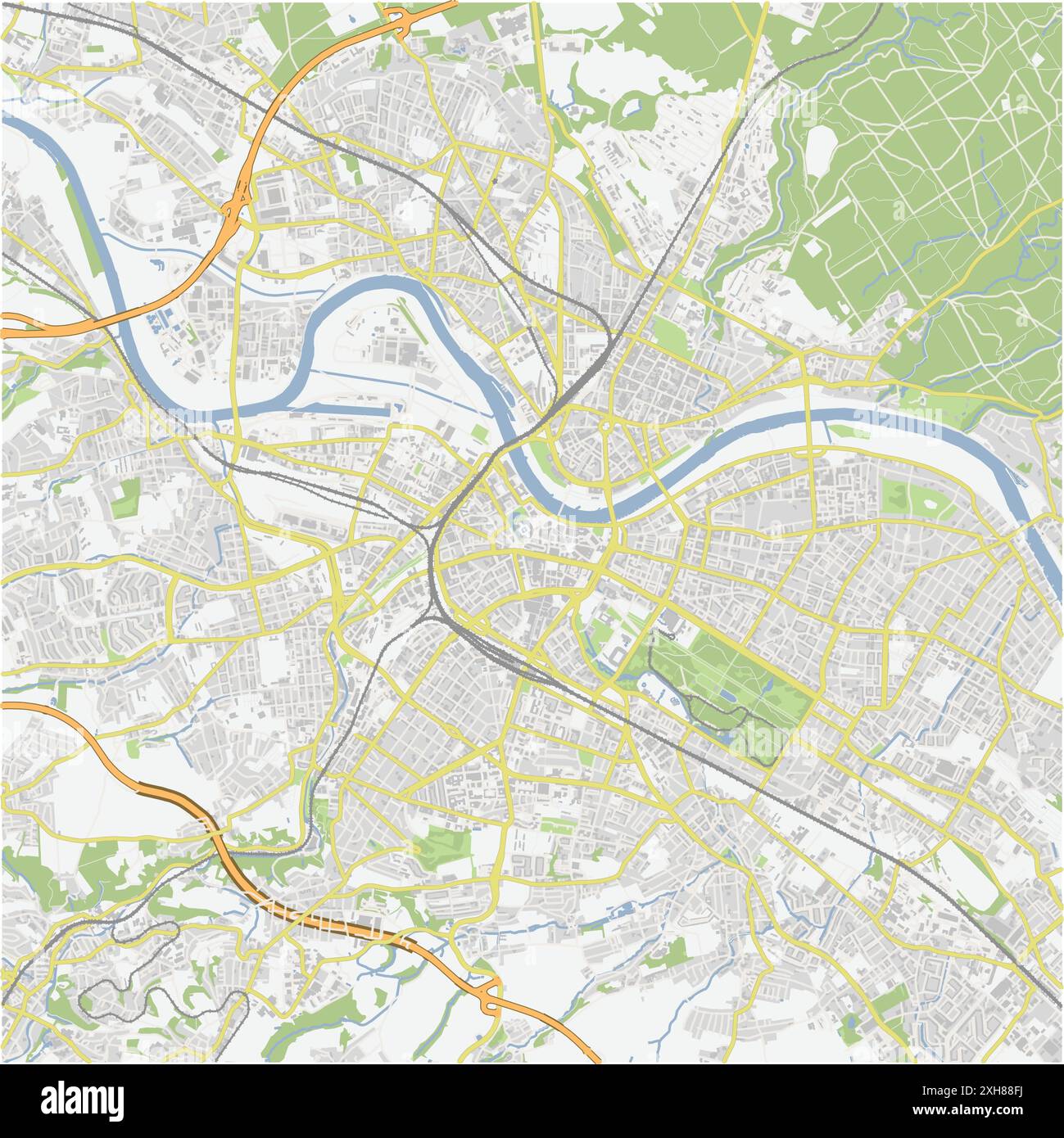 Road map of Dresden in Germany. Contains layered vector with roads water, parks, etc Stock ...