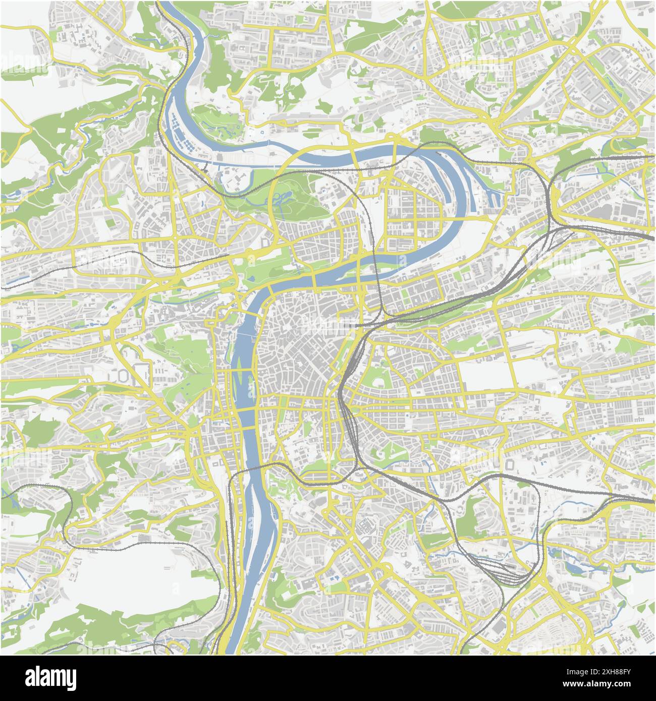 Road map of Prague in Czech Republic. Contains layered vector with ...
