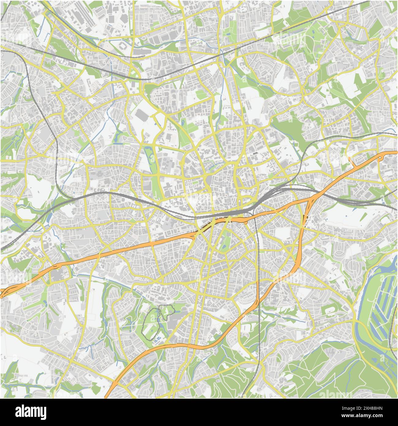 Road map of Essen in Germany. Contains layered vector with roads water, parks, etc Stock Vector ...
