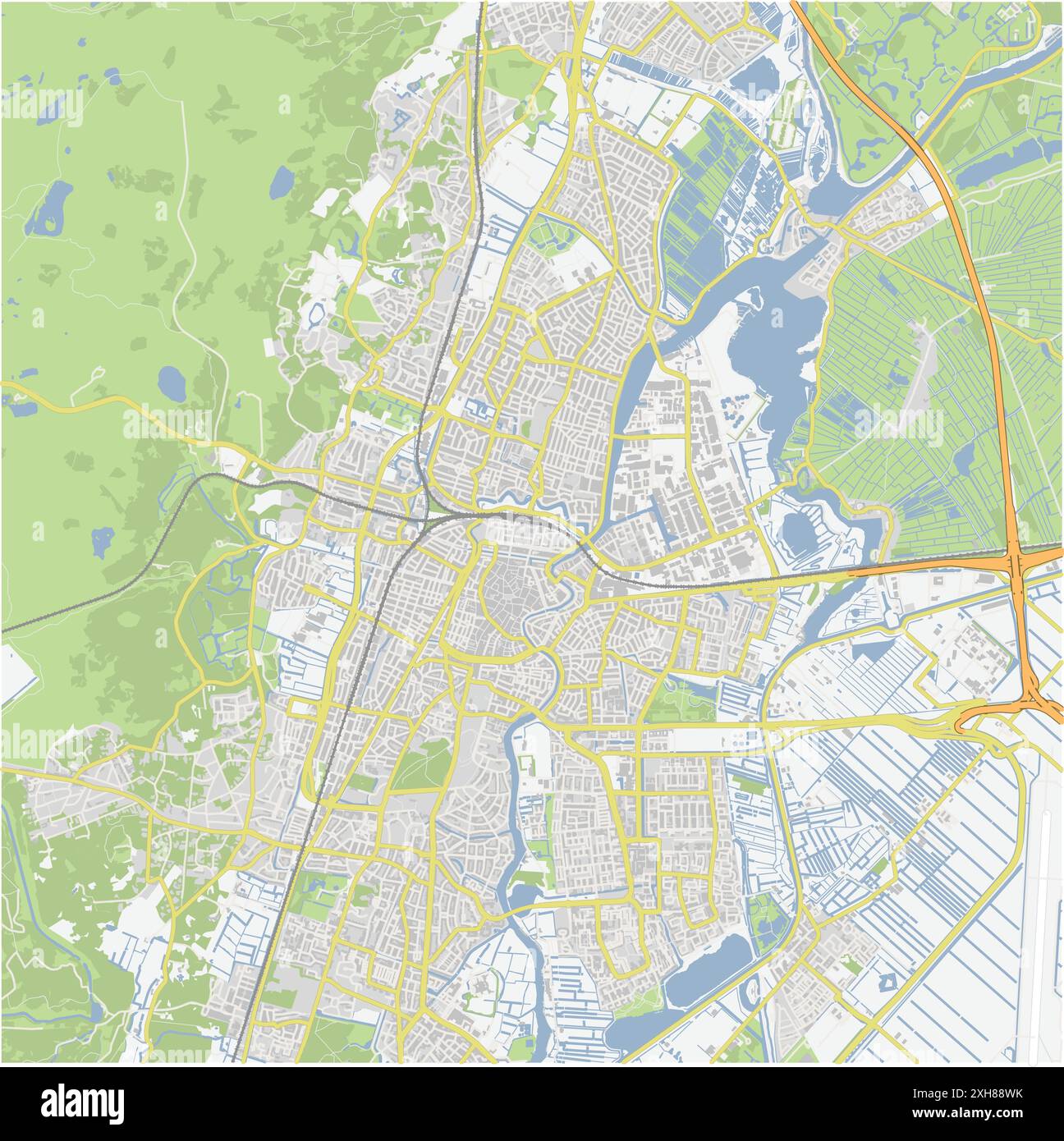 Road map of Haarlem in Netherlands. Contains layered vector with roads ...