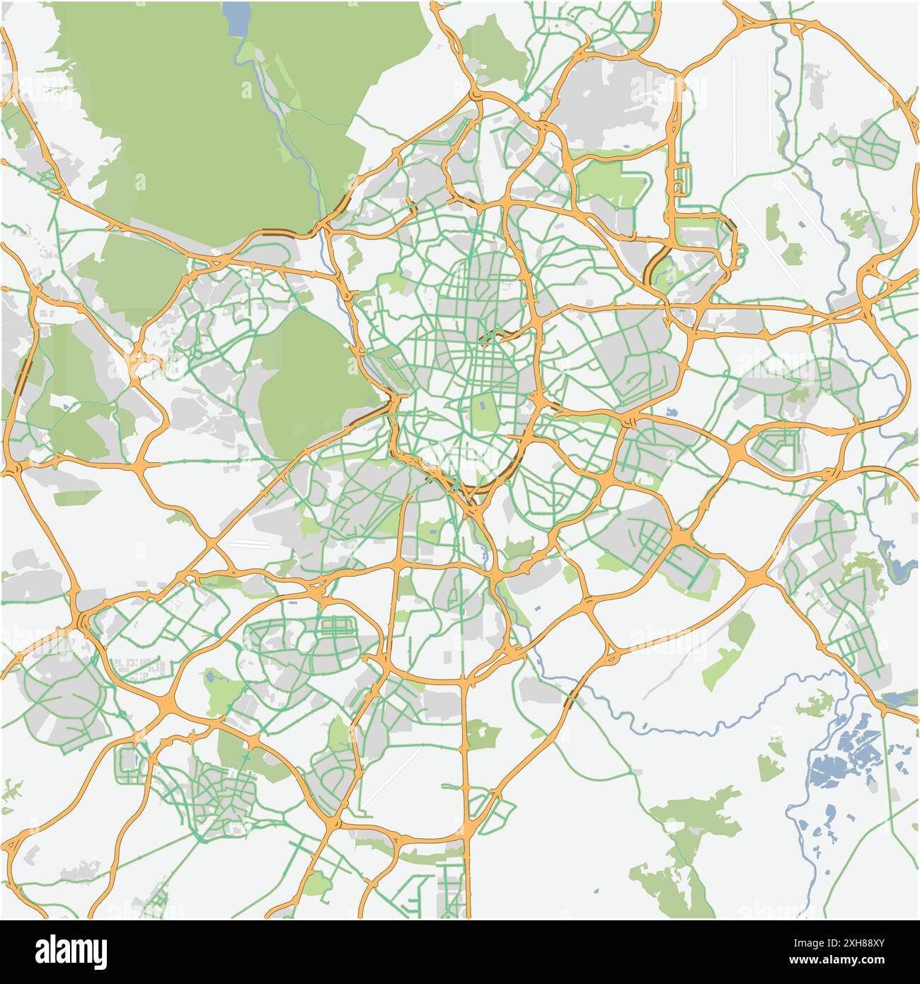 Road map of Madrid in Spain. Contains layered vector with roads water, parks, etc Stock Vector ...