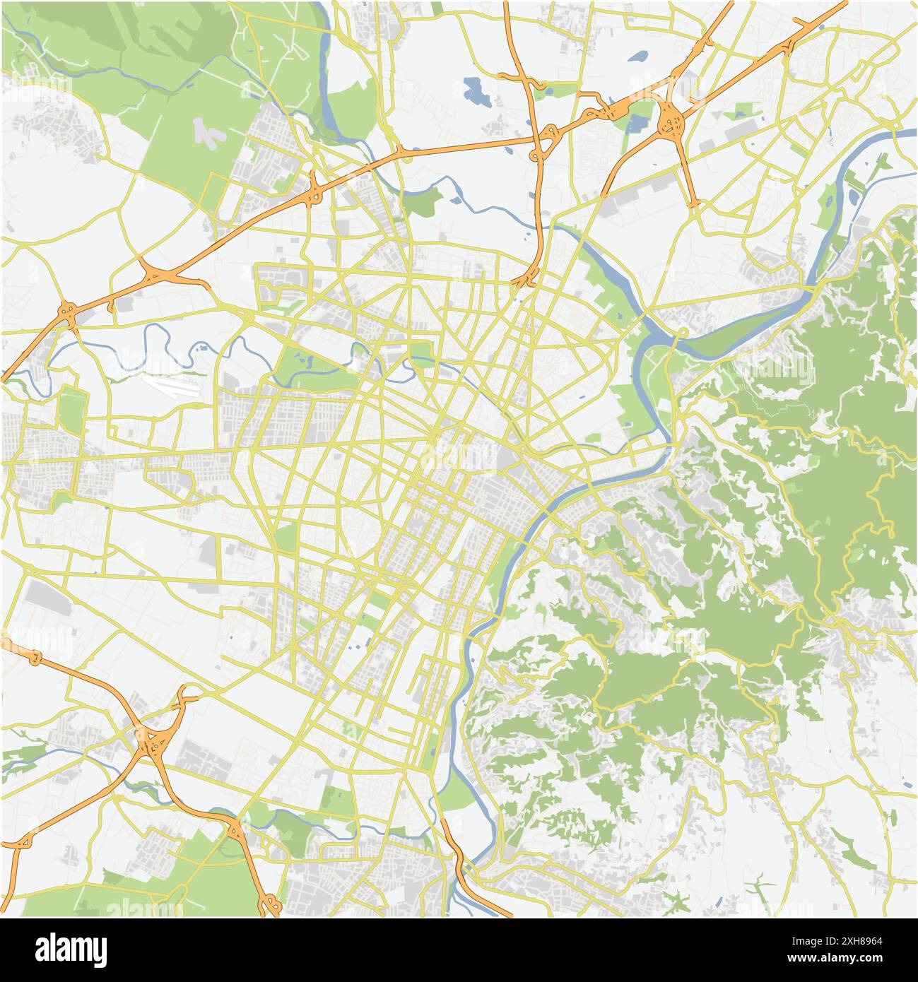 Road map of Turin in Italy. Contains layered vector with roads water ...