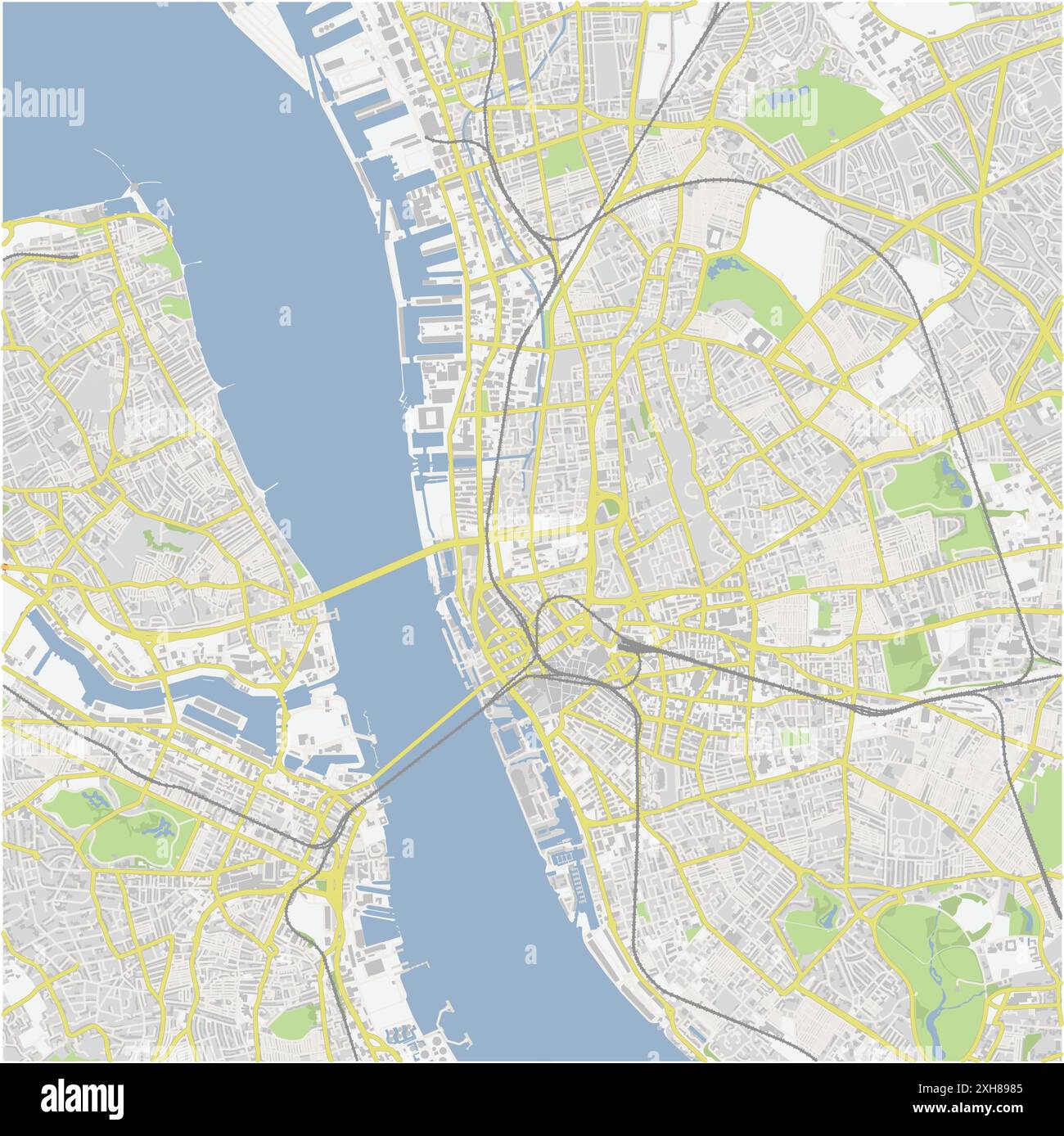 Road map of Liverpool in United Kingdom. Contains layered vector with ...