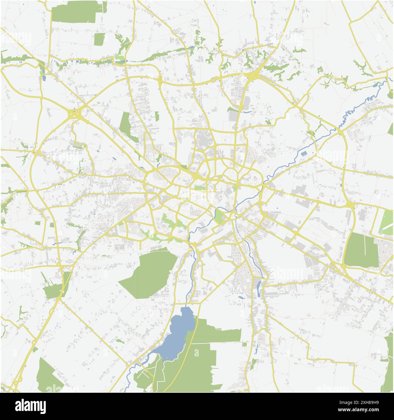 Road map of Lublin in Poland. Contains layered vector with roads water ...