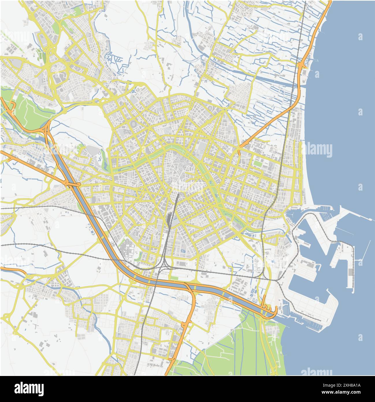 Detailed Map Of Valencia Spain Valencia – Modern Urban Map | Premium