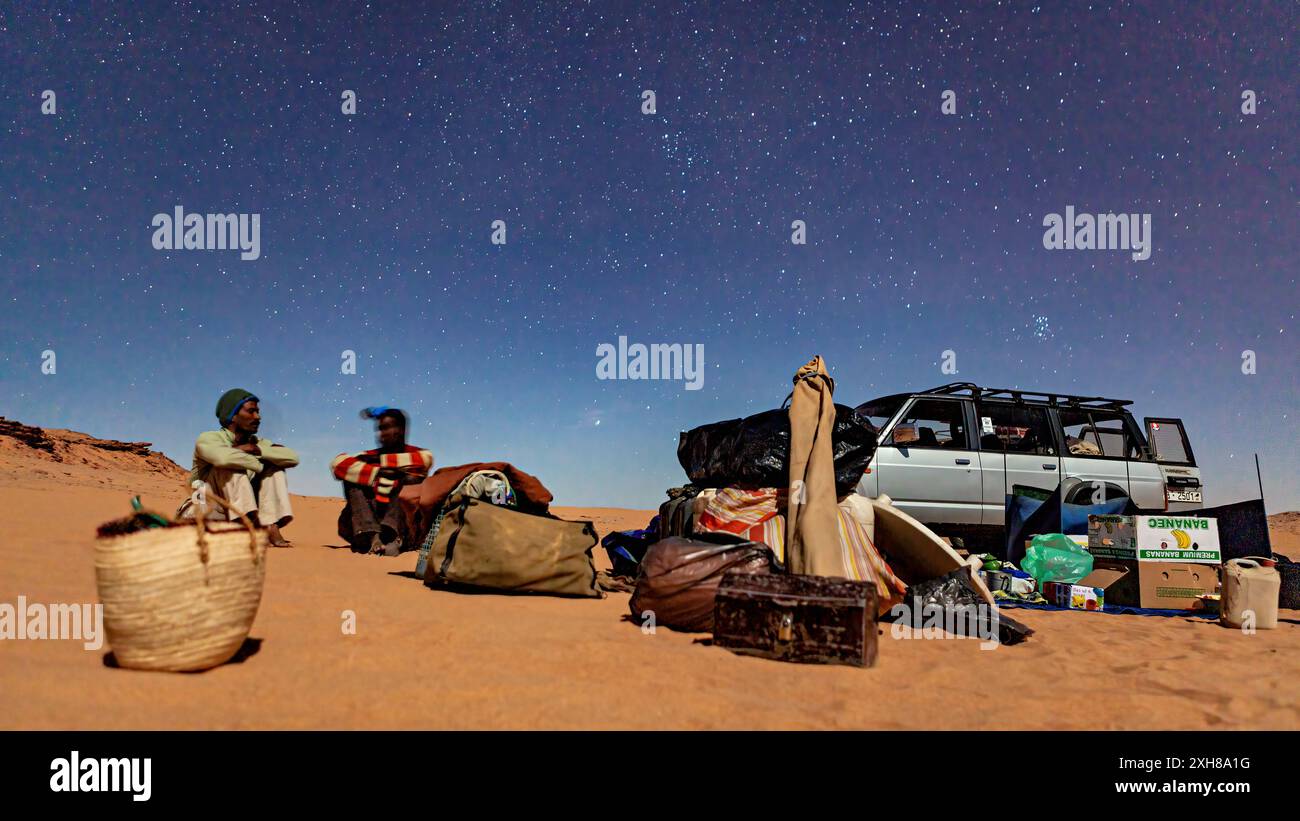 Tuareg at night in the Sahara Desert of Algeria Stock Photo - Alamy