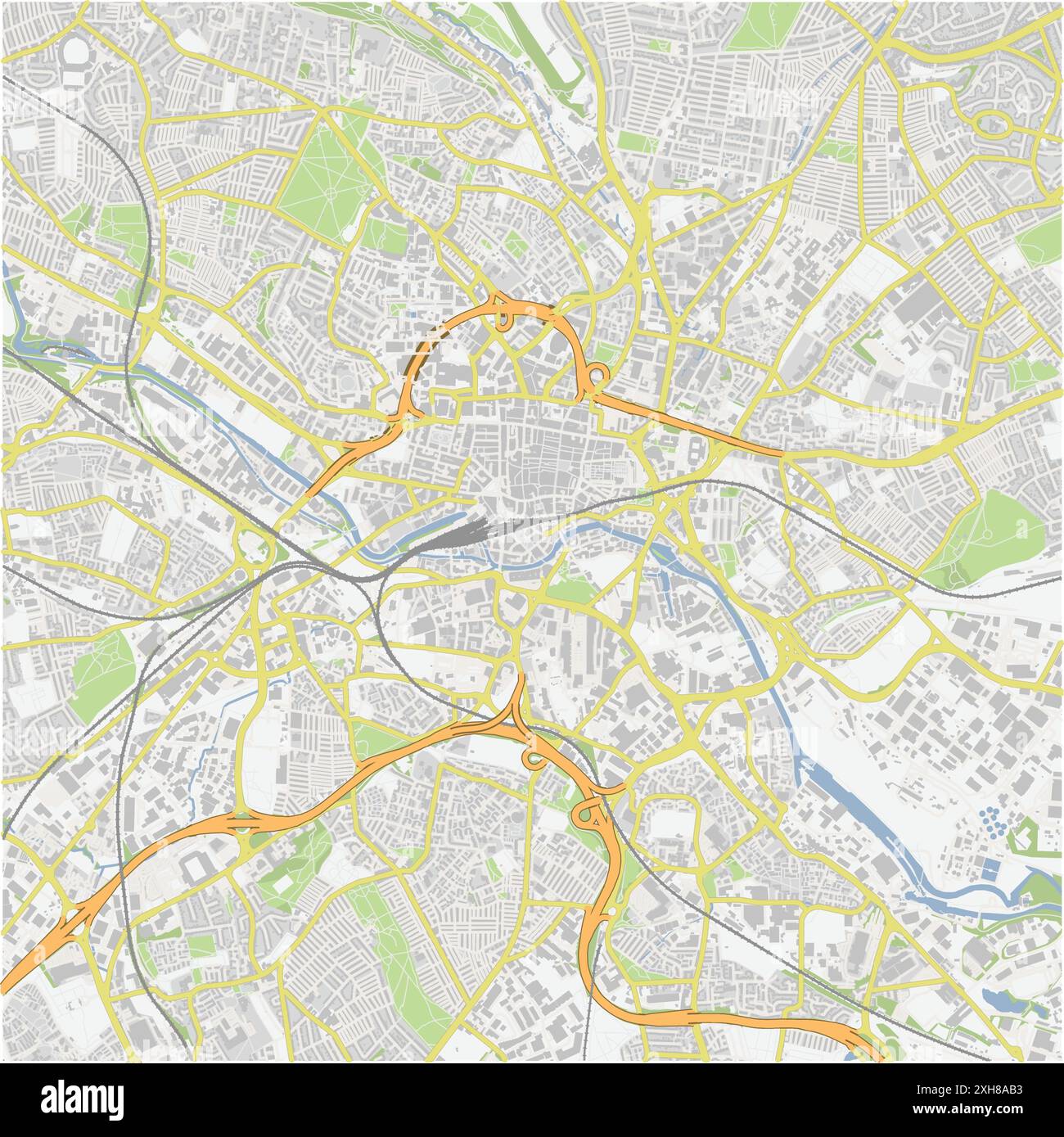 Road map of Leeds in United Kingdom. Contains layered vector with roads water, parks, etc Stock ...