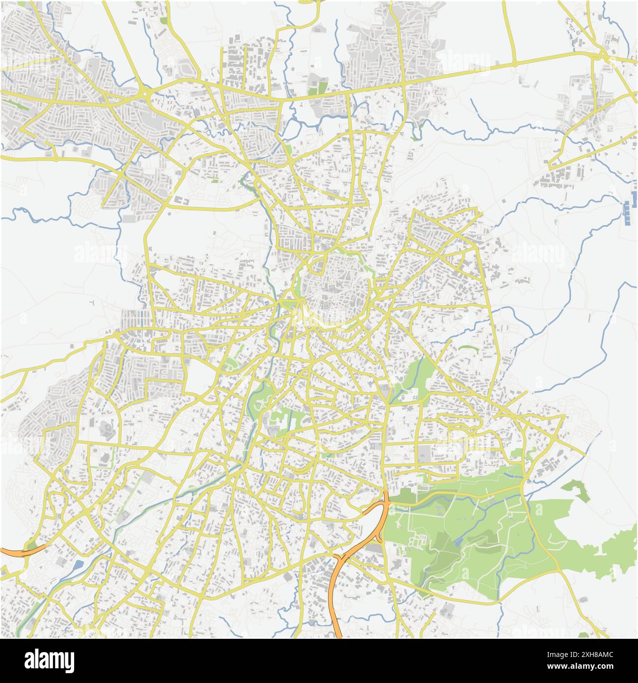Road map of Nicosia in Cyprus. Contains layered vector with roads water ...
