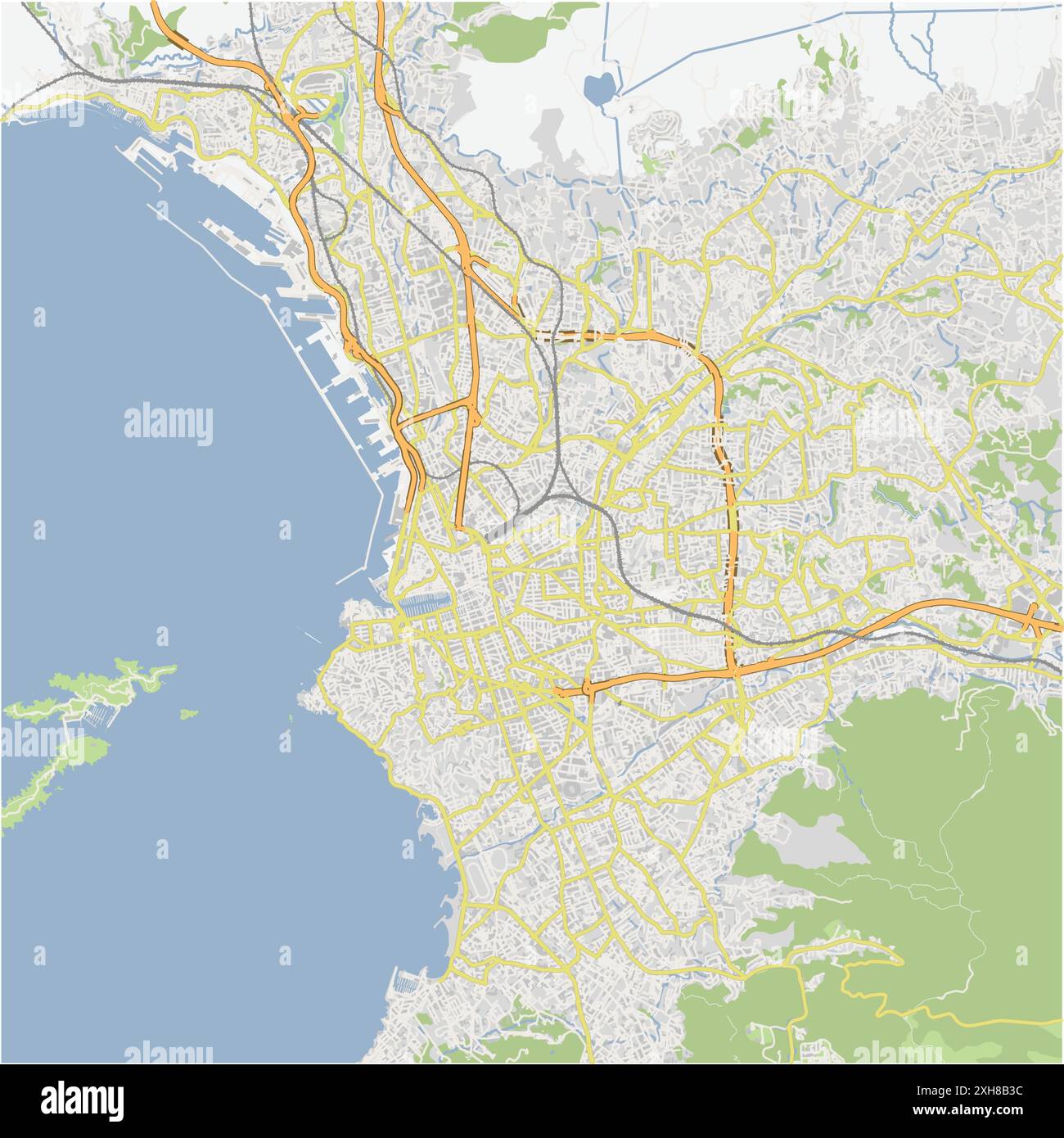 Road map of Marseille in France. Contains layered vector with roads water, parks, etc Stock ...