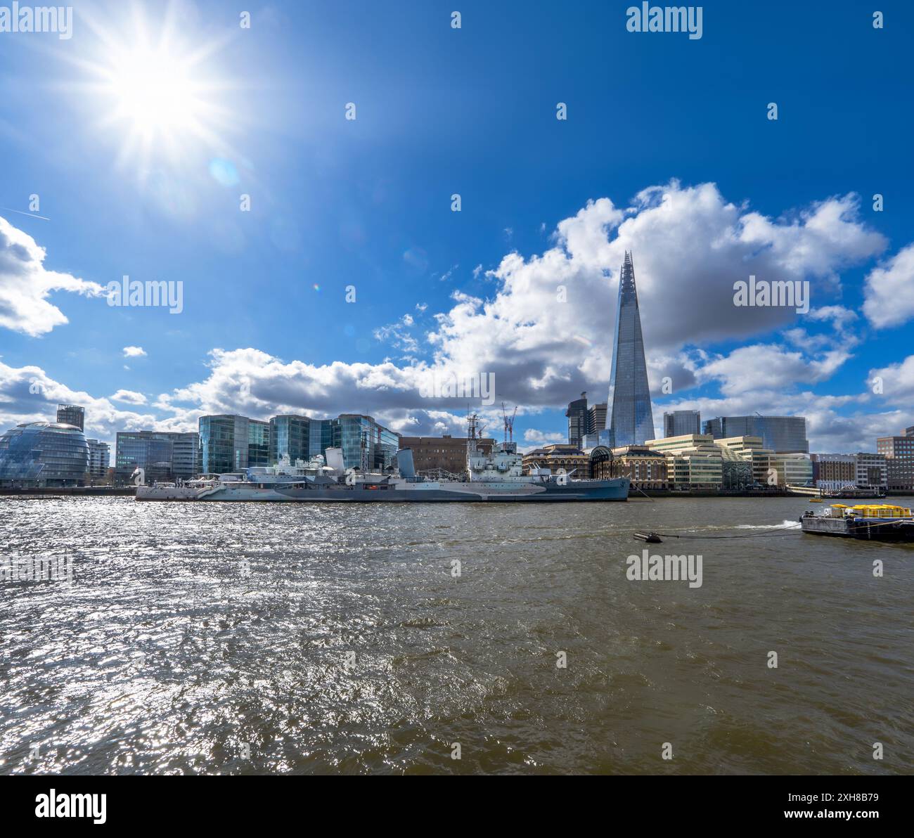 View of London's River Thames with the Shard skyscraper in the ...