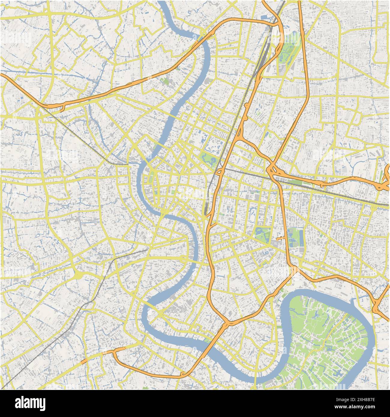 Road map of Bangkok in Thailand. Contains layered vector with roads ...
