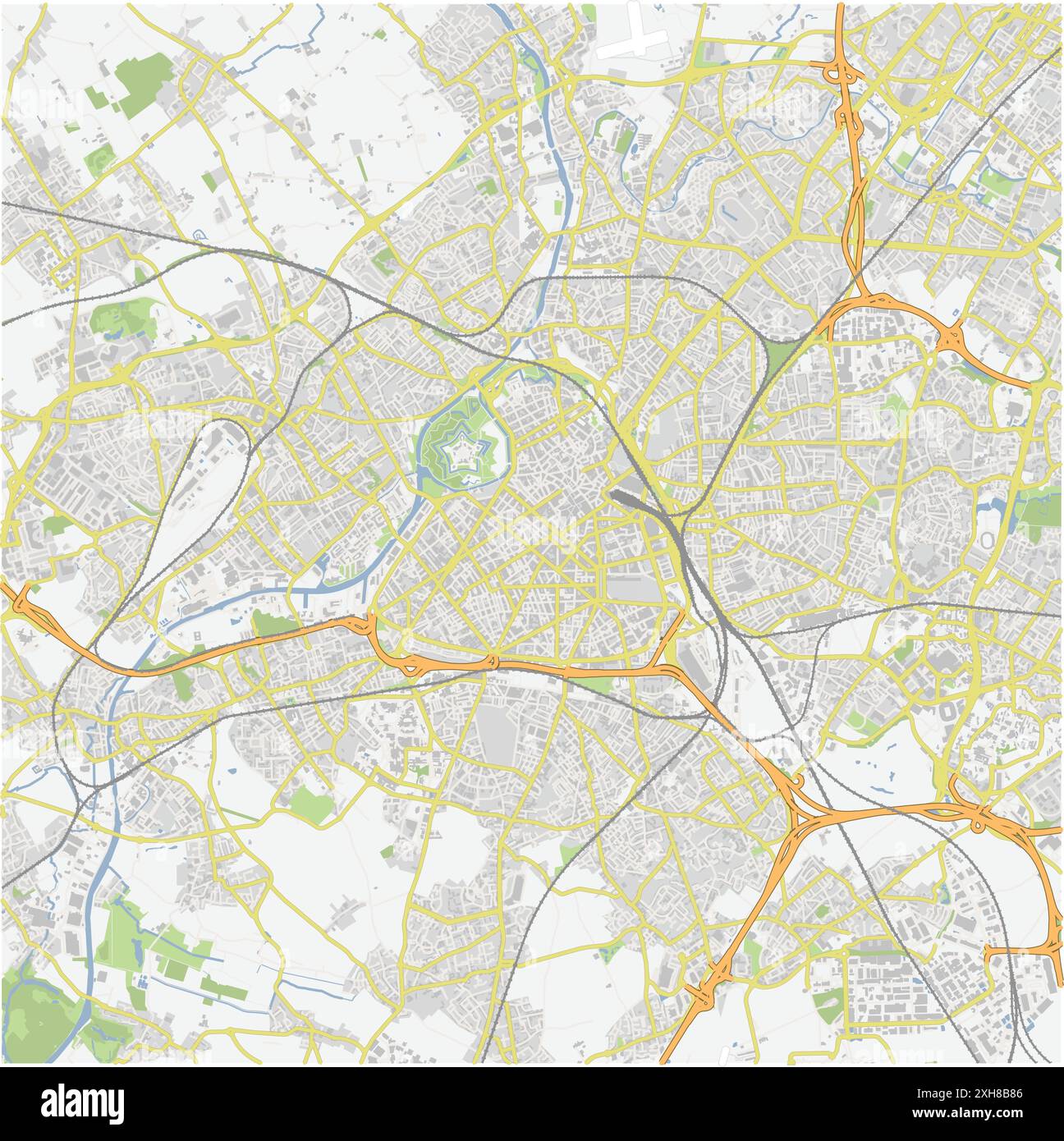 Road map of Lille in France. Contains layered vector with roads water ...