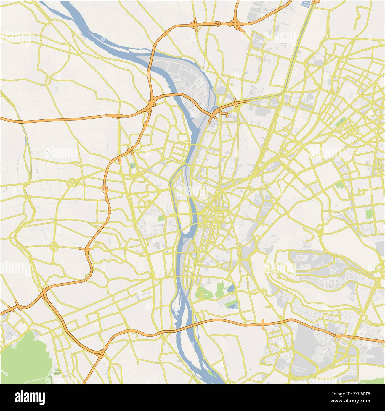 Road map of Cairo in Egypt. Contains layered vector with roads water ...