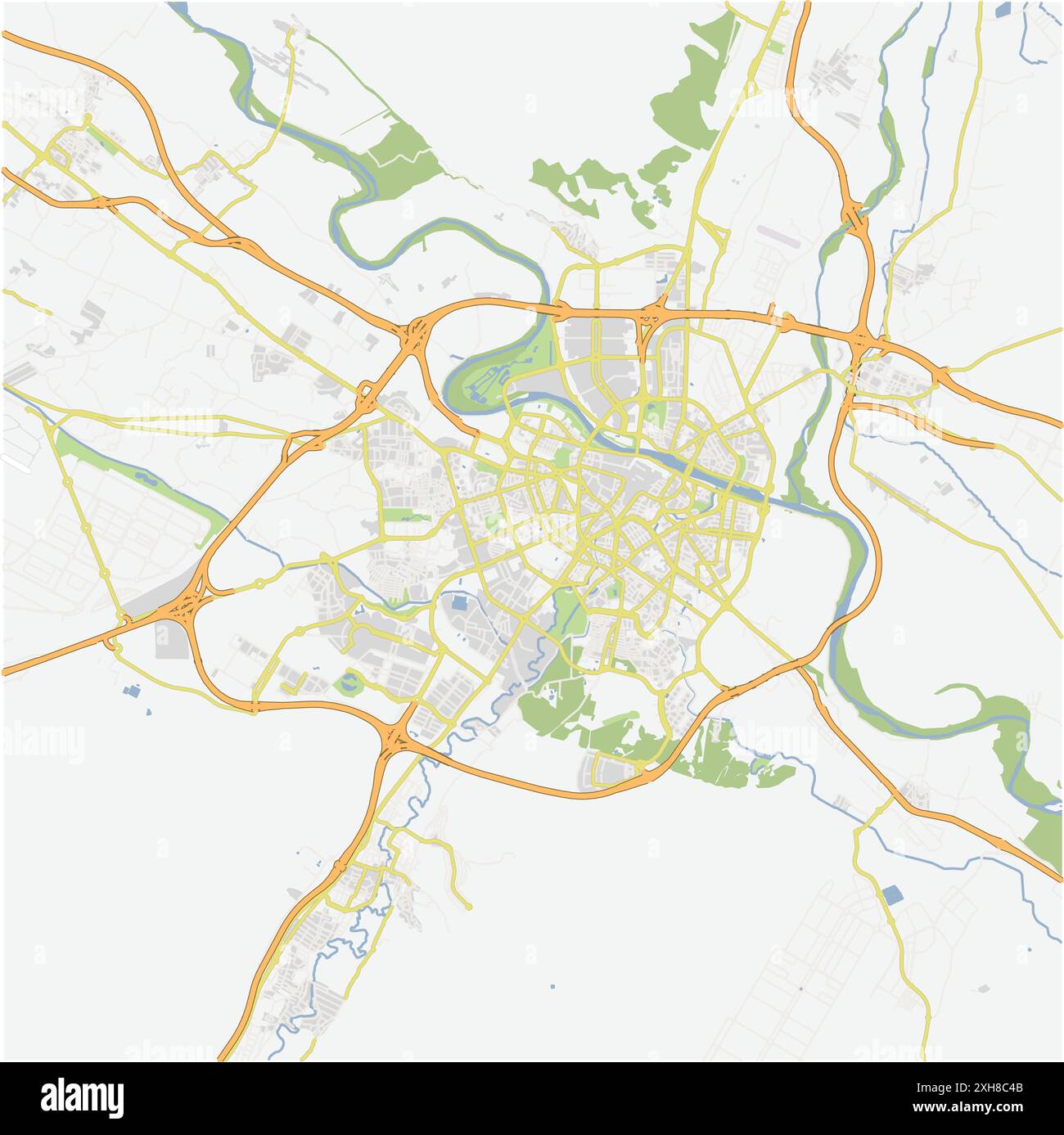 Road map of Zaragoza in Spain. Contains layered vector with roads water, parks, etc Stock Vector ...