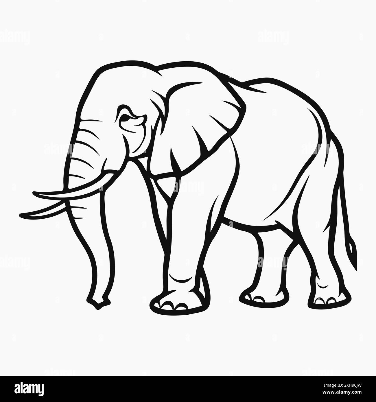 Indian elephant logo in black and white colors. Minimalist outline ...