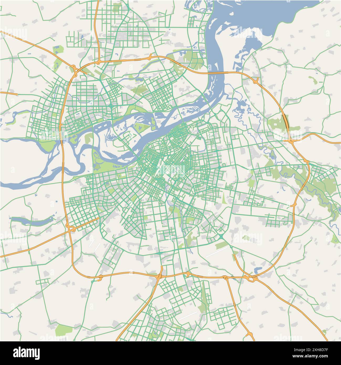 Road map of Harbin in China. Contains layered vector with roads water, parks, etc Stock Vector ...