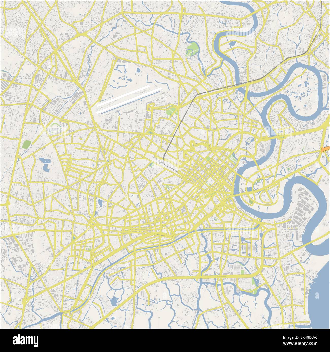 Road map of Ho Chi Minh City in Vietnam. Contains layered vector with ...