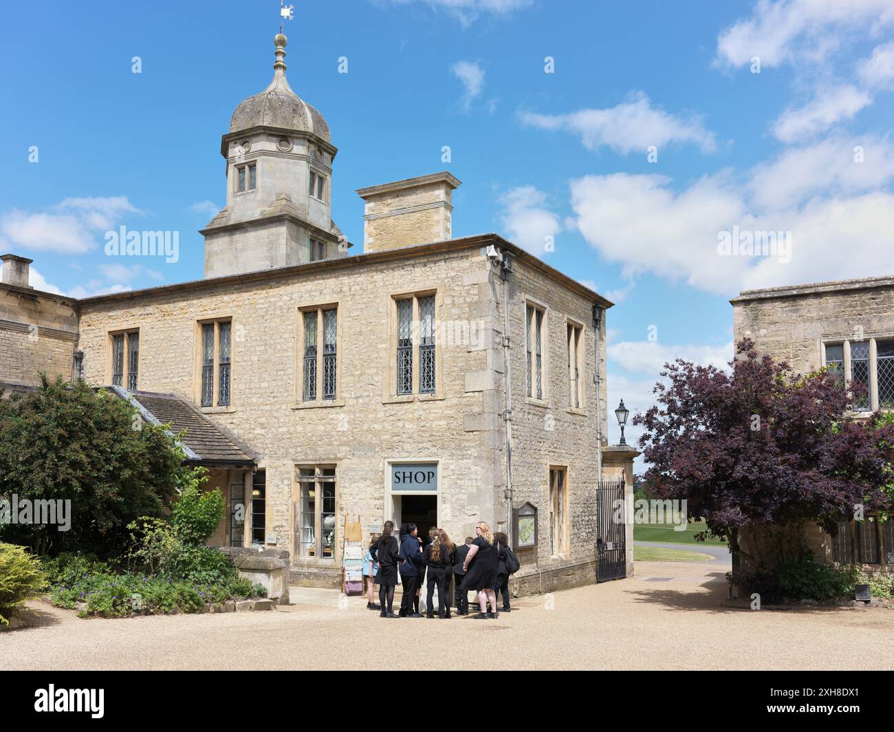 Shop in the courtyard at Burghley House, a sixteenth century mansion ...
