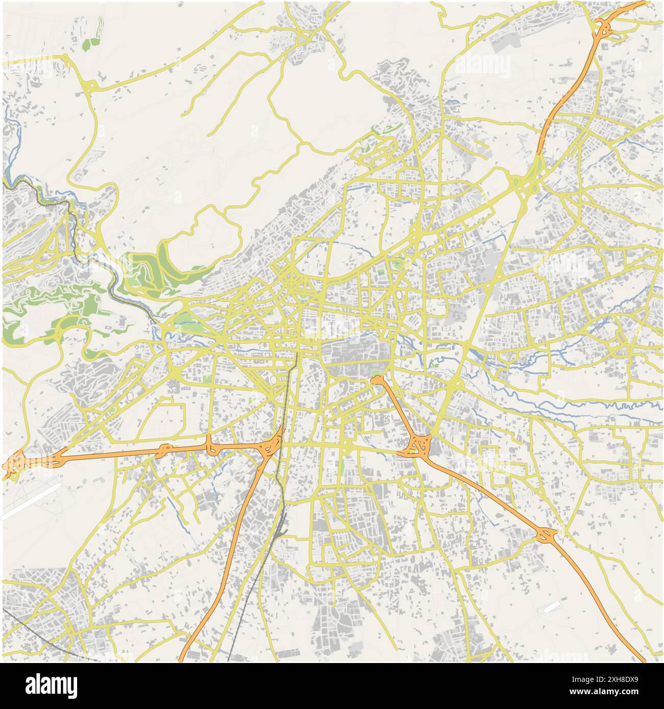 Road map of Damascus in Syria. Contains layered vector with roads water, parks, etc Stock Vector ...