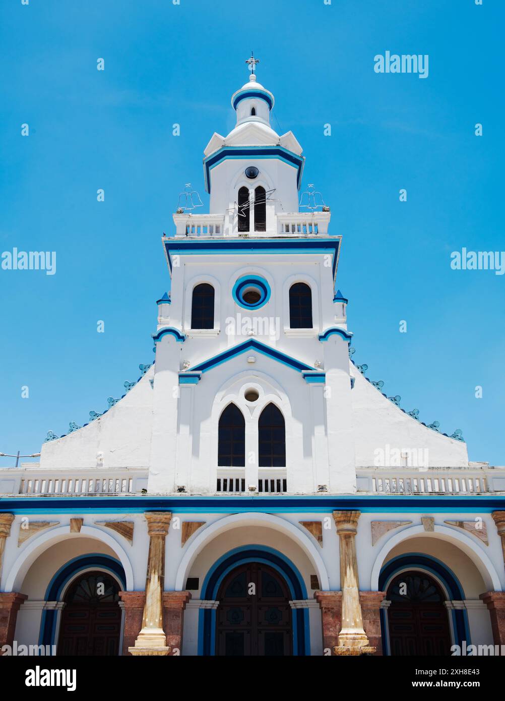 Architectural detail of the Church of Turi, Cuenca, Ecuador, South ...