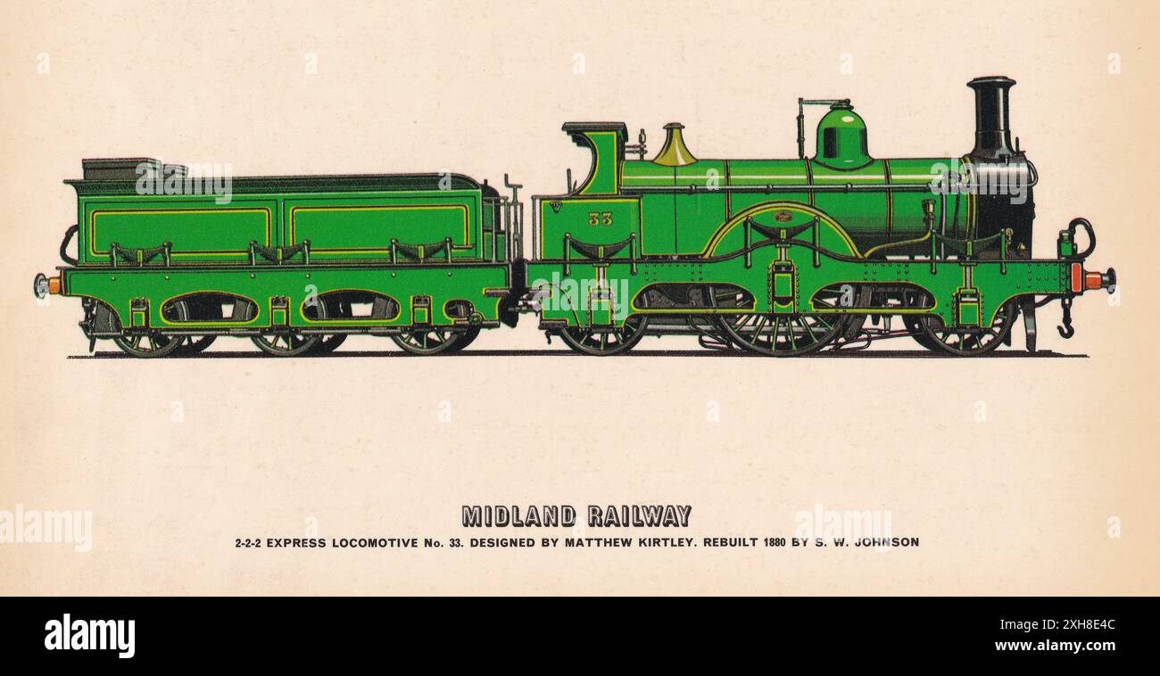 Midland Railway - 2-2-2 Express Locomotive No. 33. Designed by Matthew ...
