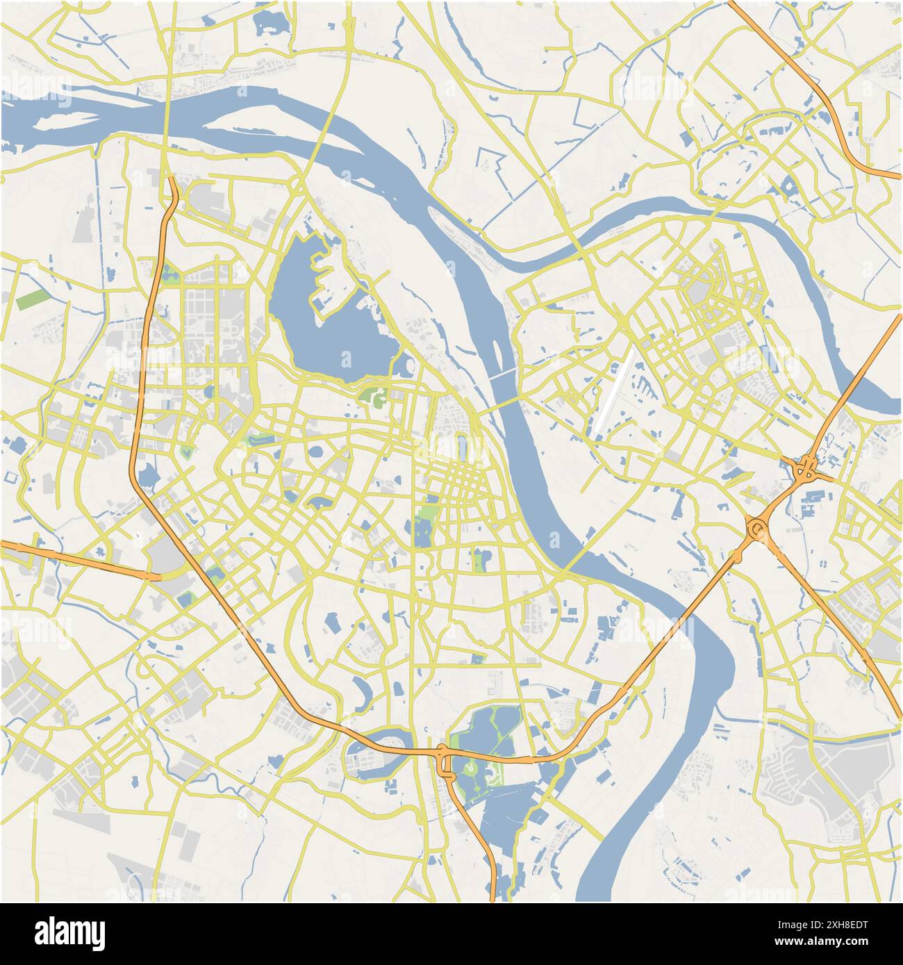 Road map of Hanoi in Vietnam. Contains layered vector with roads water, parks, etc Stock Vector ...