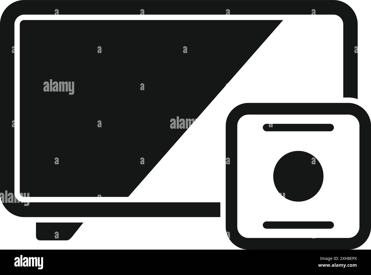 Black silhouette icon representing an action camera recording a video ...