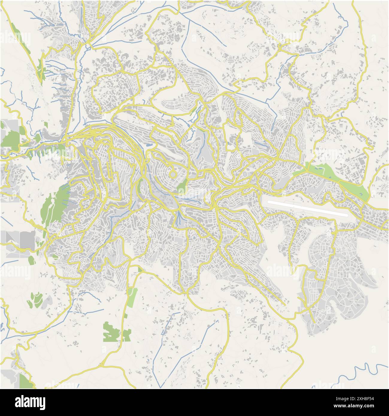 Road map of Kigali in Rwanda. Contains layered vector with roads water ...