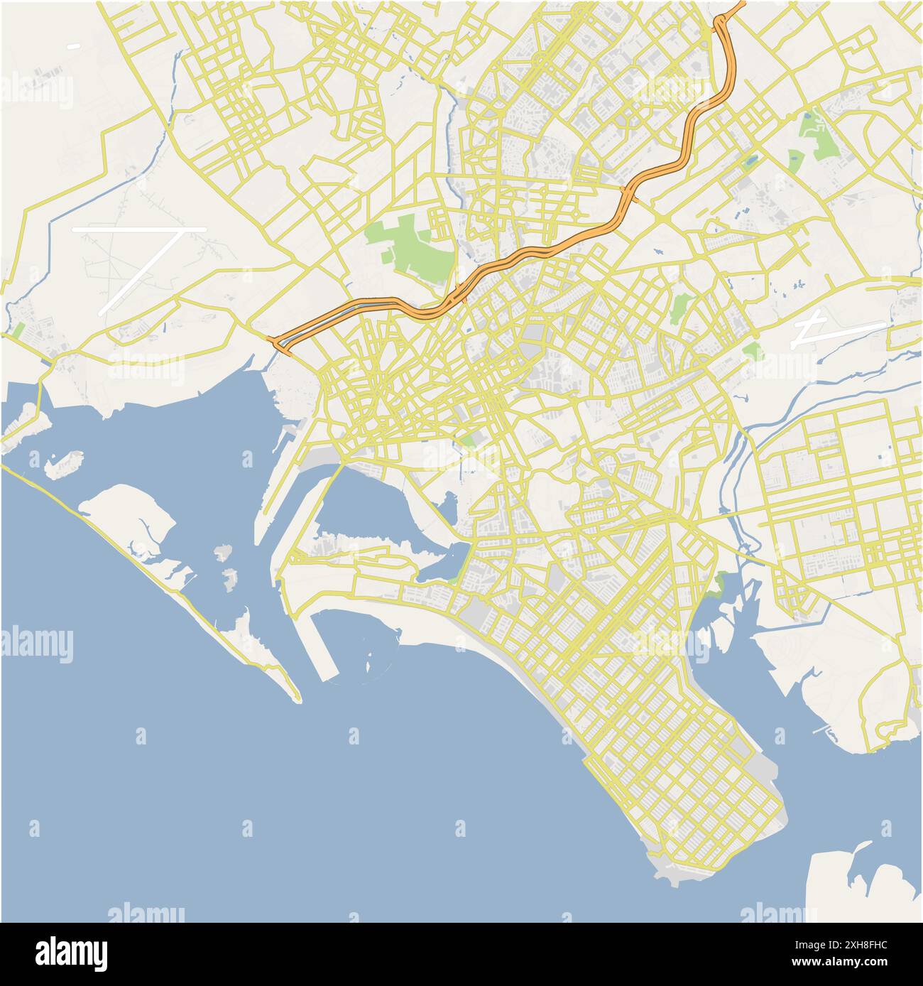 Road map of Karachi in Pakistan. Contains layered vector with roads ...
