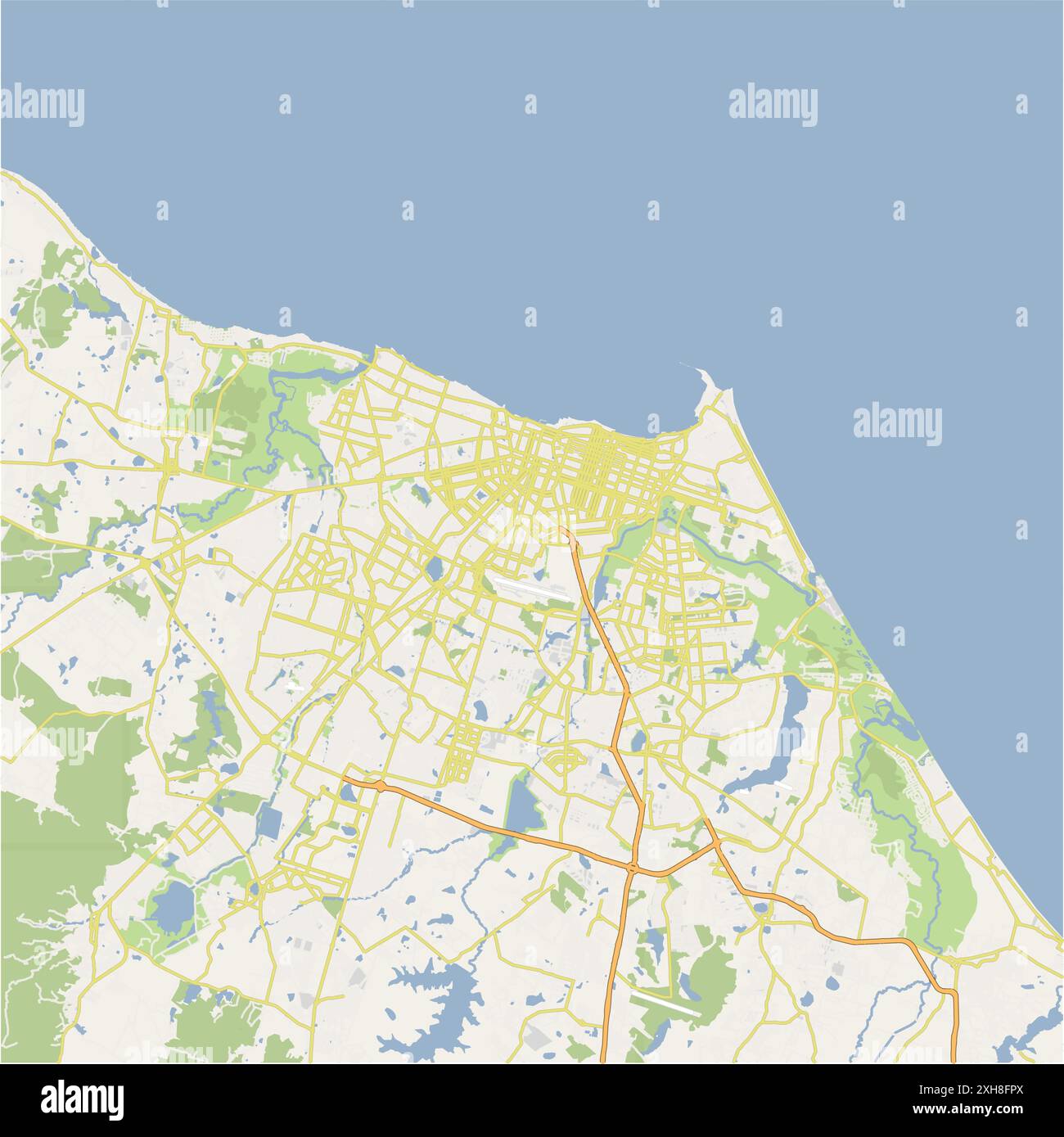 Road map of Fortaleza in Brazil. Contains layered vector with roads ...