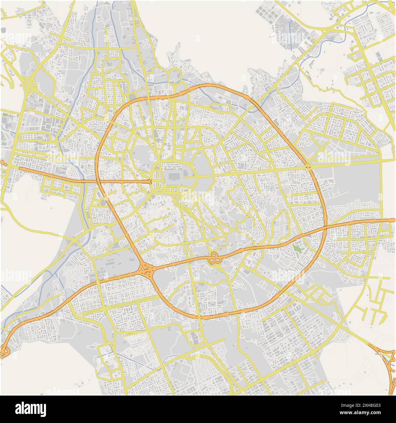 Road map of Medina in Saudi Arabia. Contains layered vector with roads ...