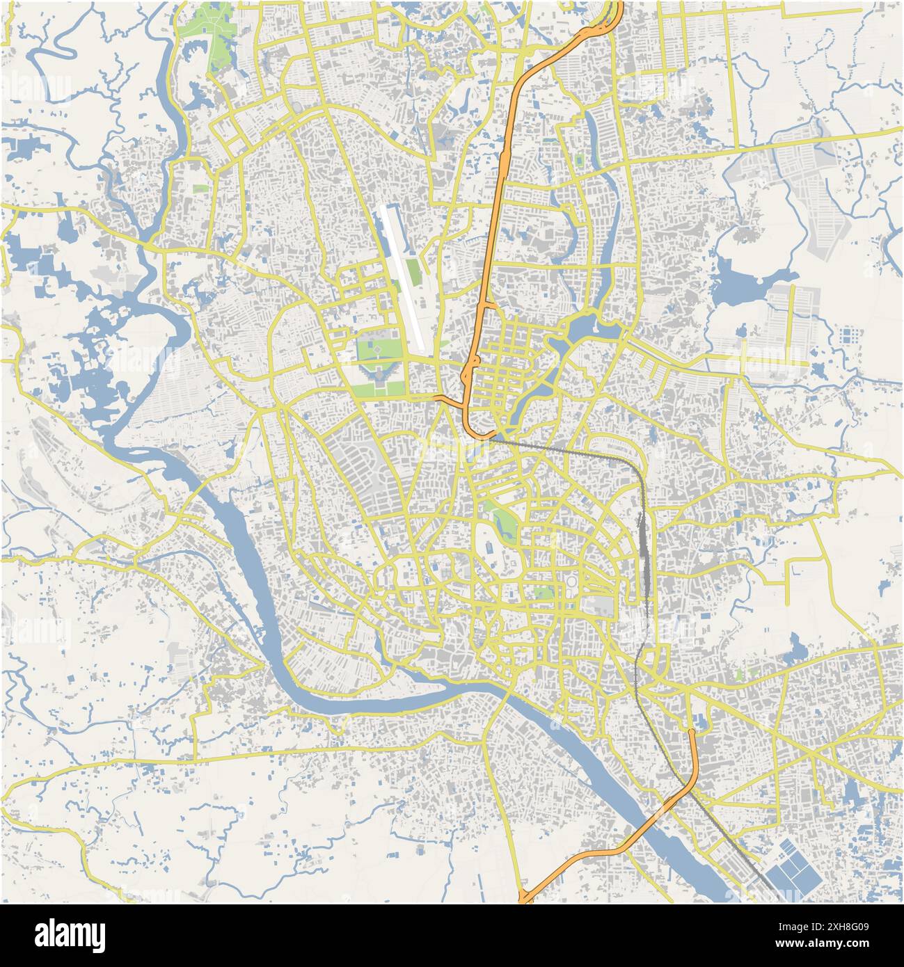 Road map of Dhaka in Bangladesh. Contains layered vector with roads ...