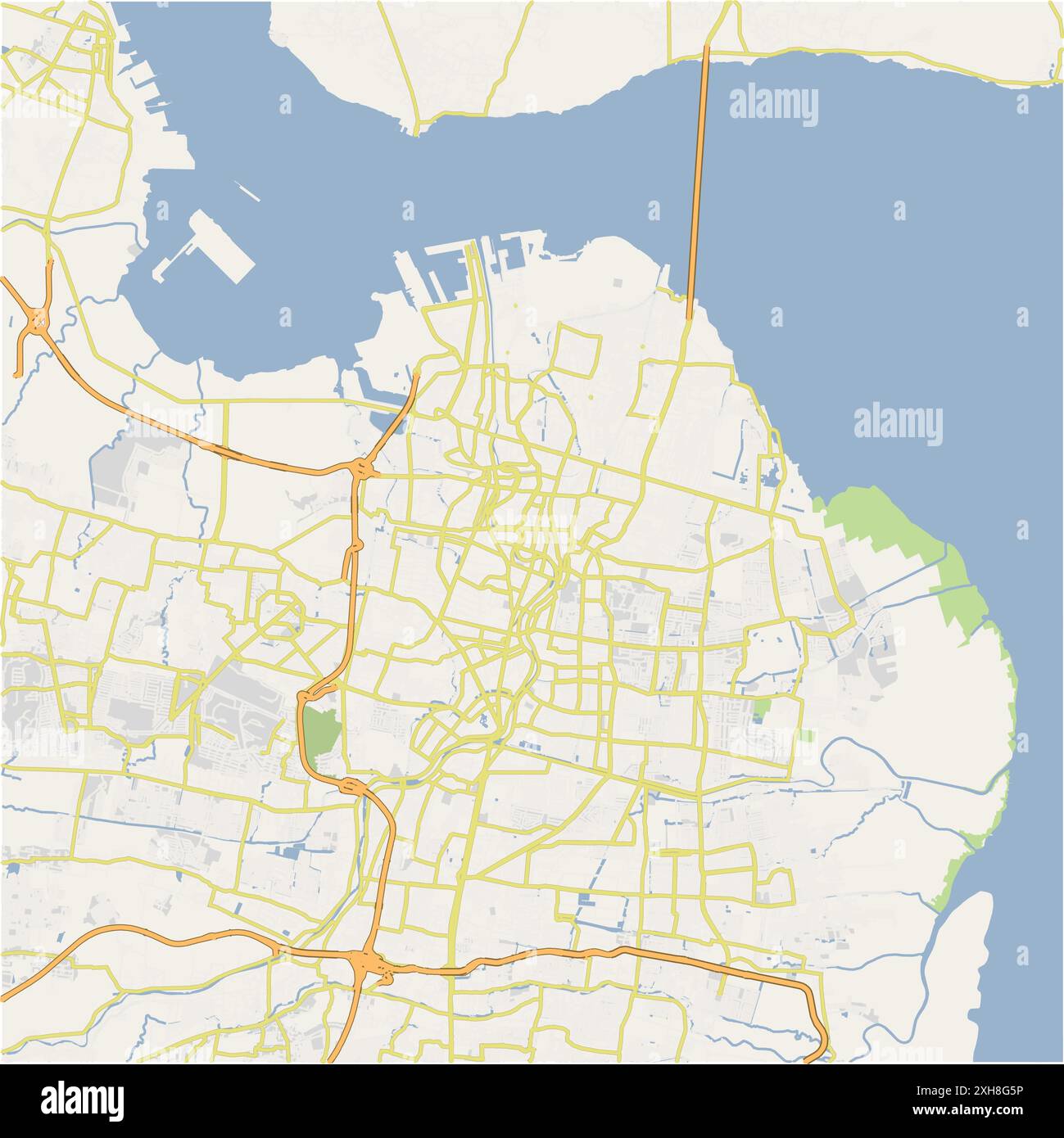 Road map of Surabaya in Indonesia. Contains layered vector with roads ...