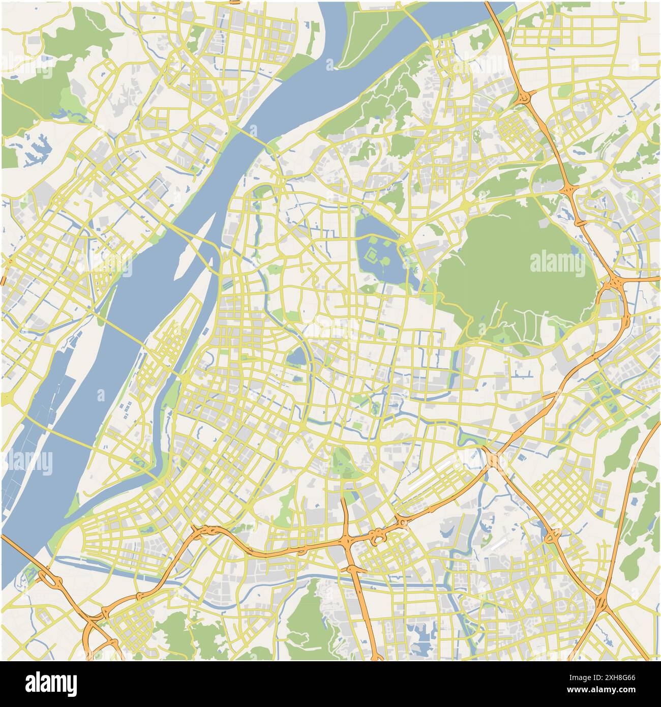 Road map of Nanjing in China. Contains layered vector with roads water, parks, etc Stock Vector ...
