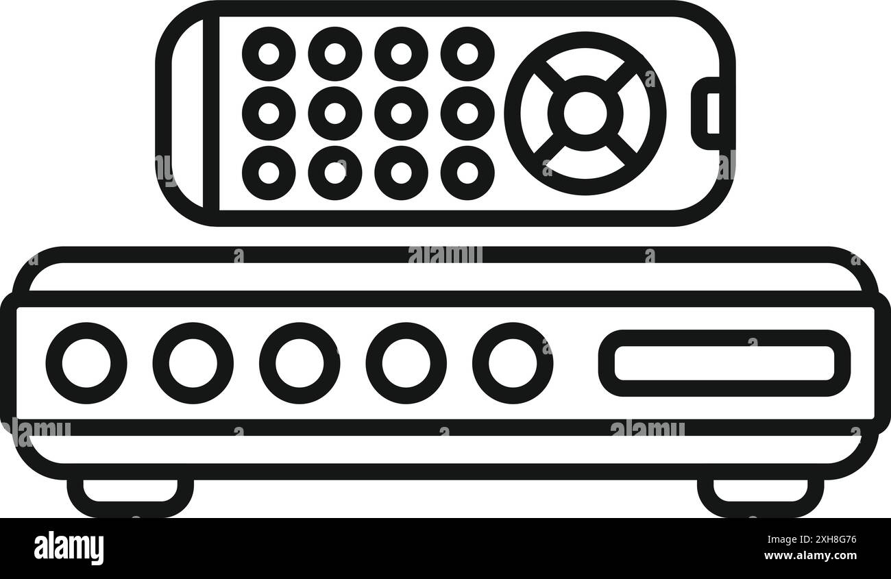 Receiver and remote control are lying on a white background, creating a ...