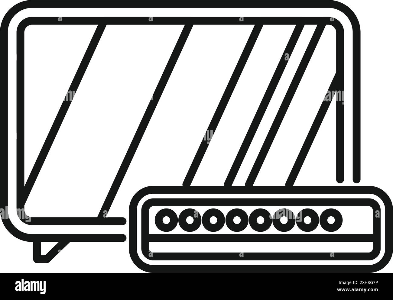 Line drawing of a router providing a wireless signal connecting a tv to ...