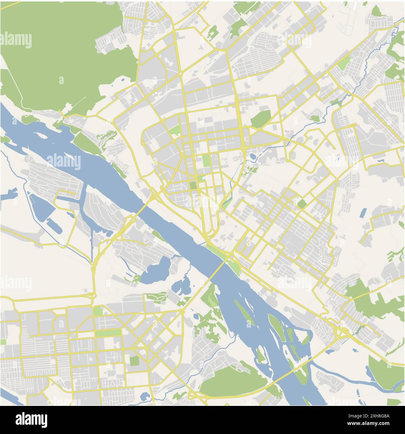 Road map of Novosibirsk in Russia. Contains layered vector with roads ...