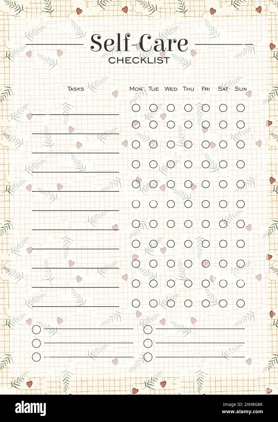Business organizer floral spring paper sheet. Self care planner ...