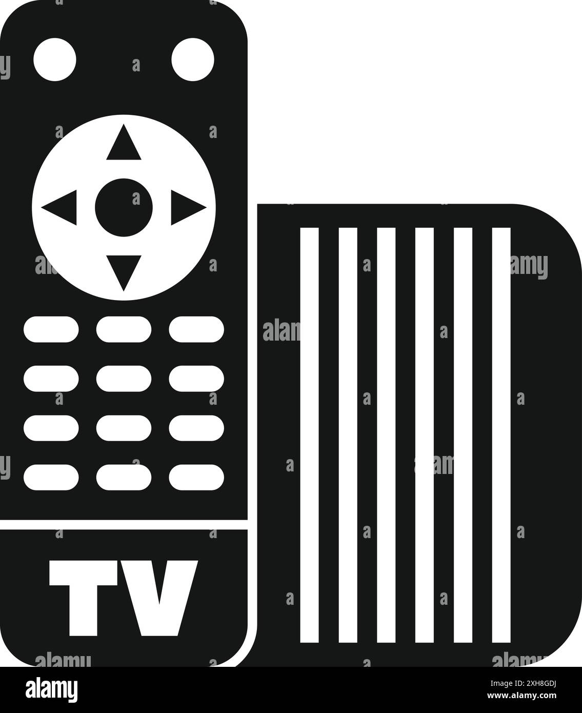 Black and white silhouette of a television set with a remote control ...