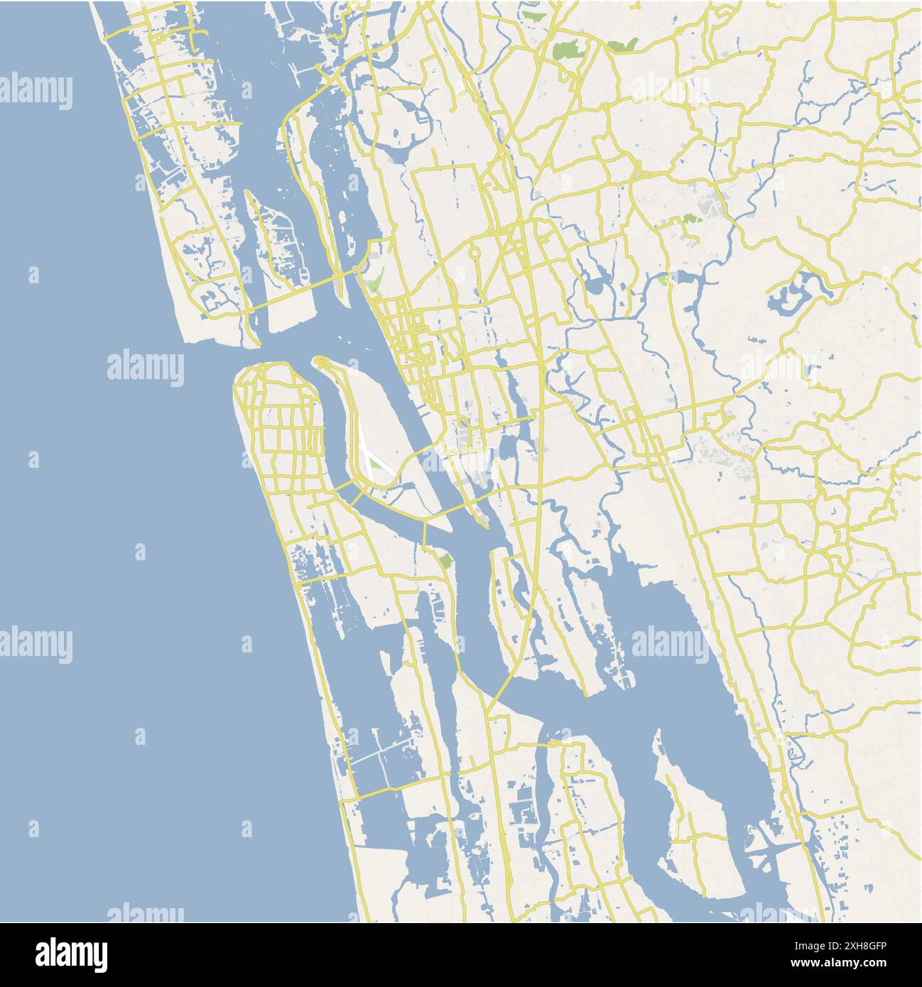 Road map of Kochi (Cochin) in India. Contains layered vector with roads ...