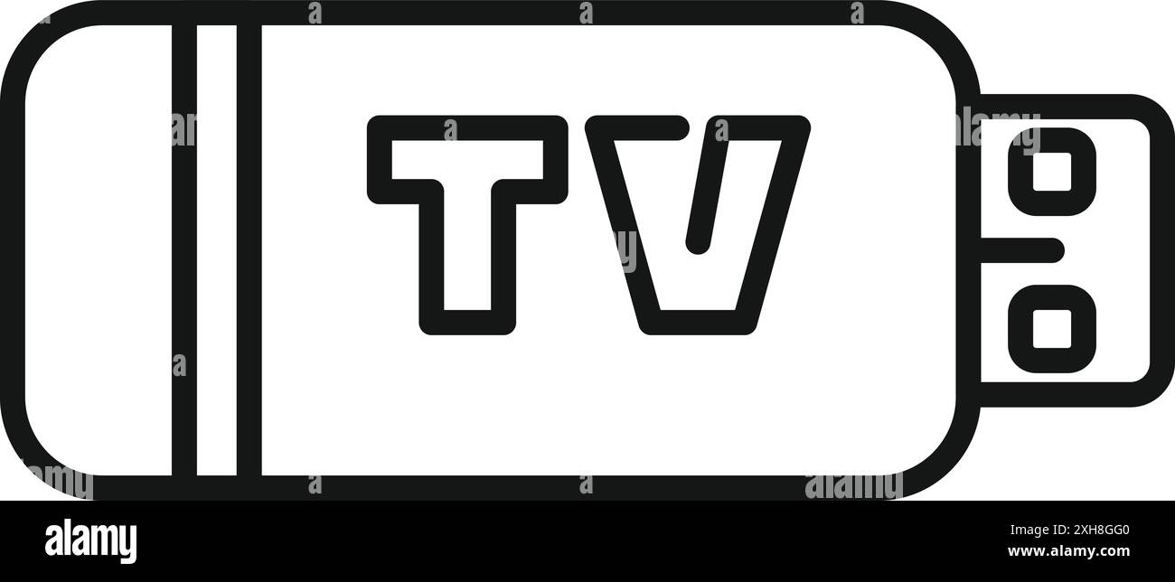 Simple line drawing of a tv wifi usb dongle adapter for receiving ...