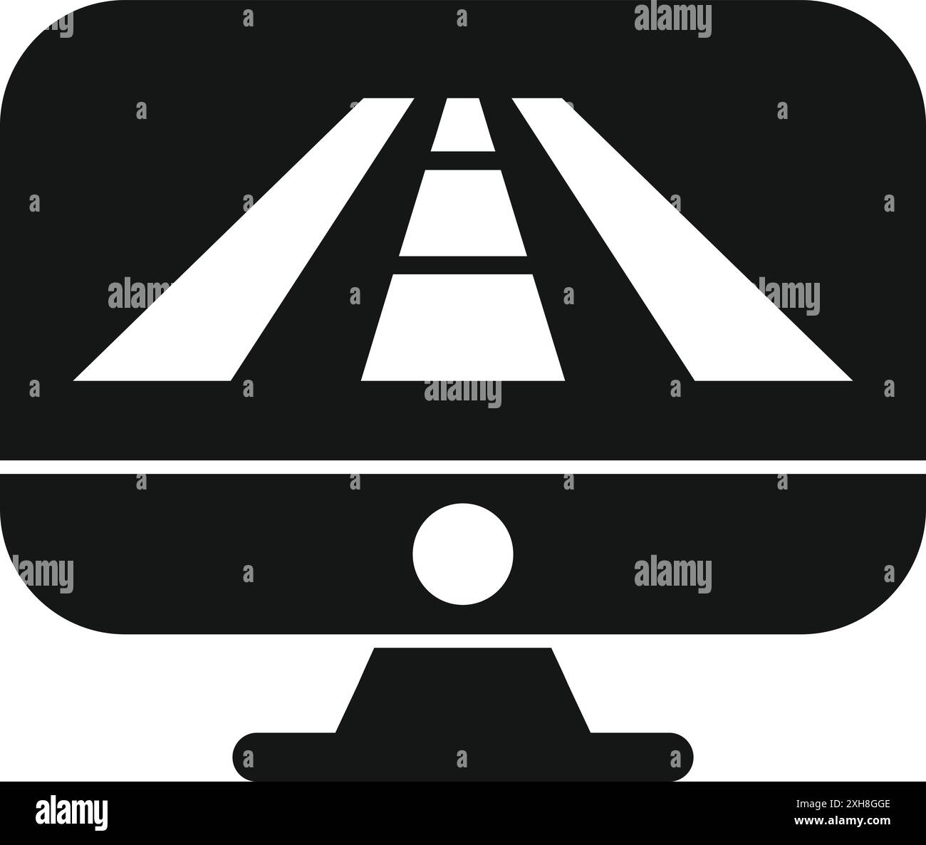 Black and white silhouette of a computer monitor showing a straight ...