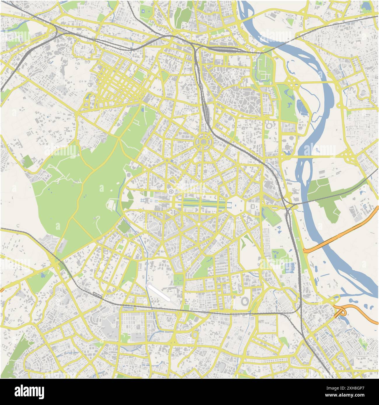 Road map of New Delhi in India. Contains layered vector with roads ...