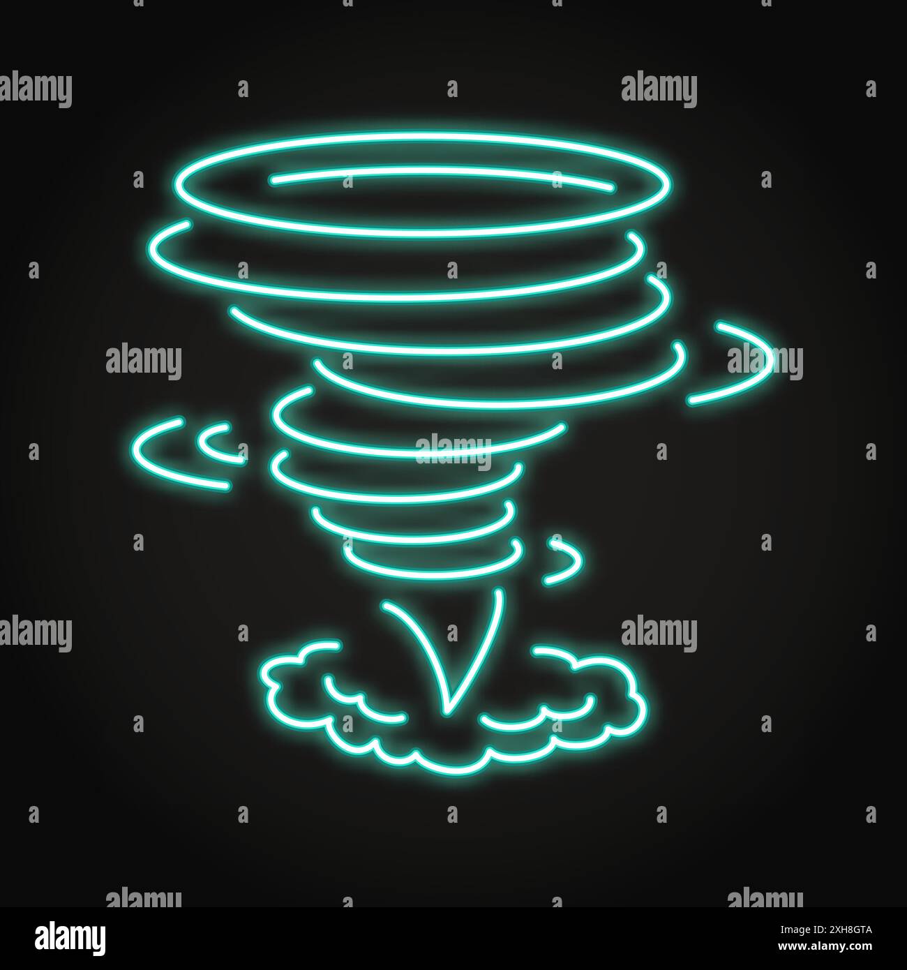 Tornado natural disaster neon icon. Hurricane, typhoon. Vector ...