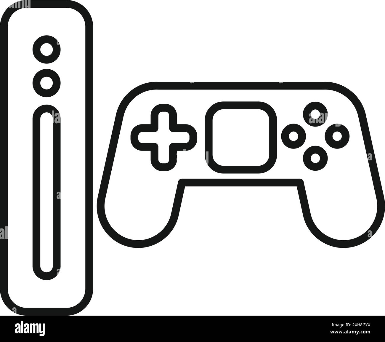Game console with a wireless controller is ready for playing video ...