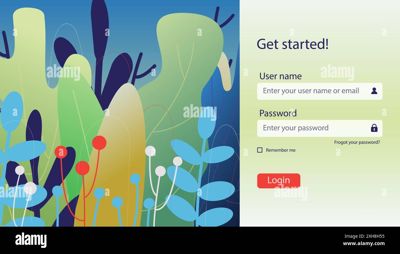 Login screen landing page vector design. Login ui ux online store ...